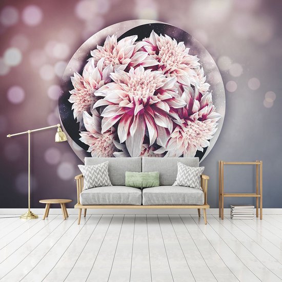 Fotobehang - Vlies Behang - Bloemen in een Glazen Bol - Moderne 3D Kunst - 254 x 184 cm | bol.com