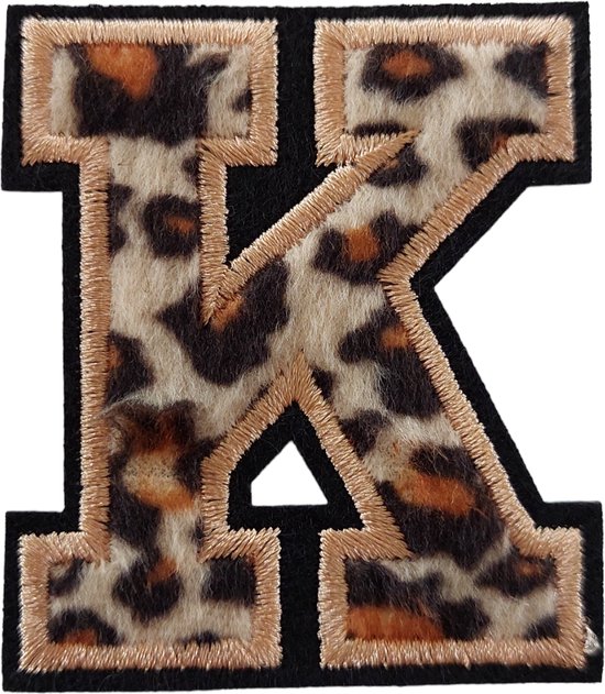 Strijk Embleem Alfabet Patch - Letter K - Panterprint - 6cm hoog ...