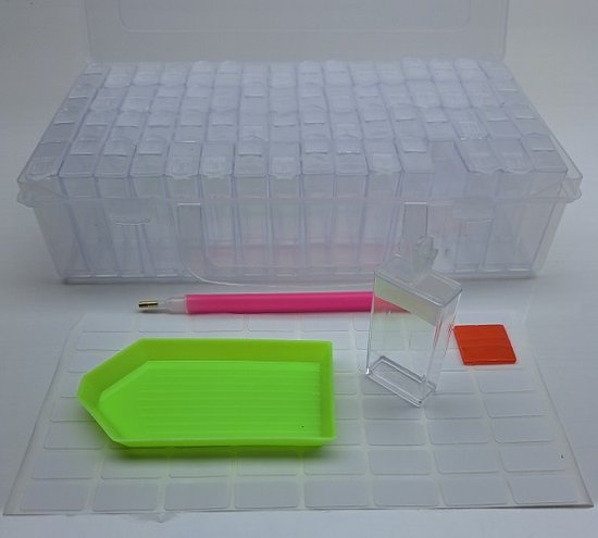 Sorteerbox diamond painting - opbergbox 64 vakjes - schudbakje - pen en ...