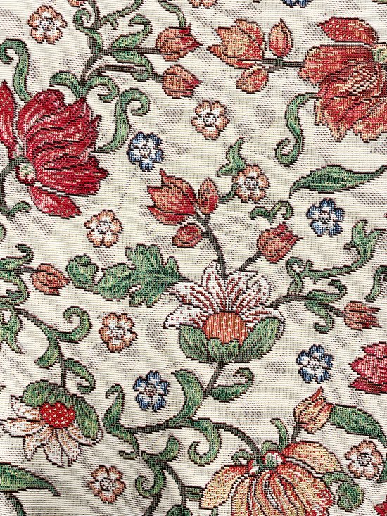 Tafelloper - luxe gobelinstof - Maggie - Rood en Oranje - Bloemen ...