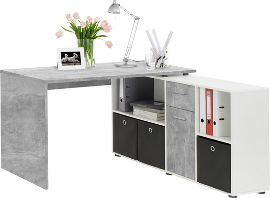 Bureau Lex - beton/wit | bol