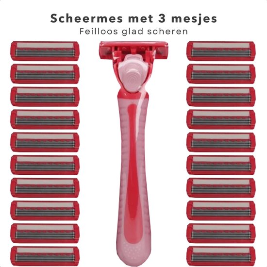 Cheqo® Scheermesjes voor Dames - Houder + 21 Mesjes - Scheermes - 3 ...