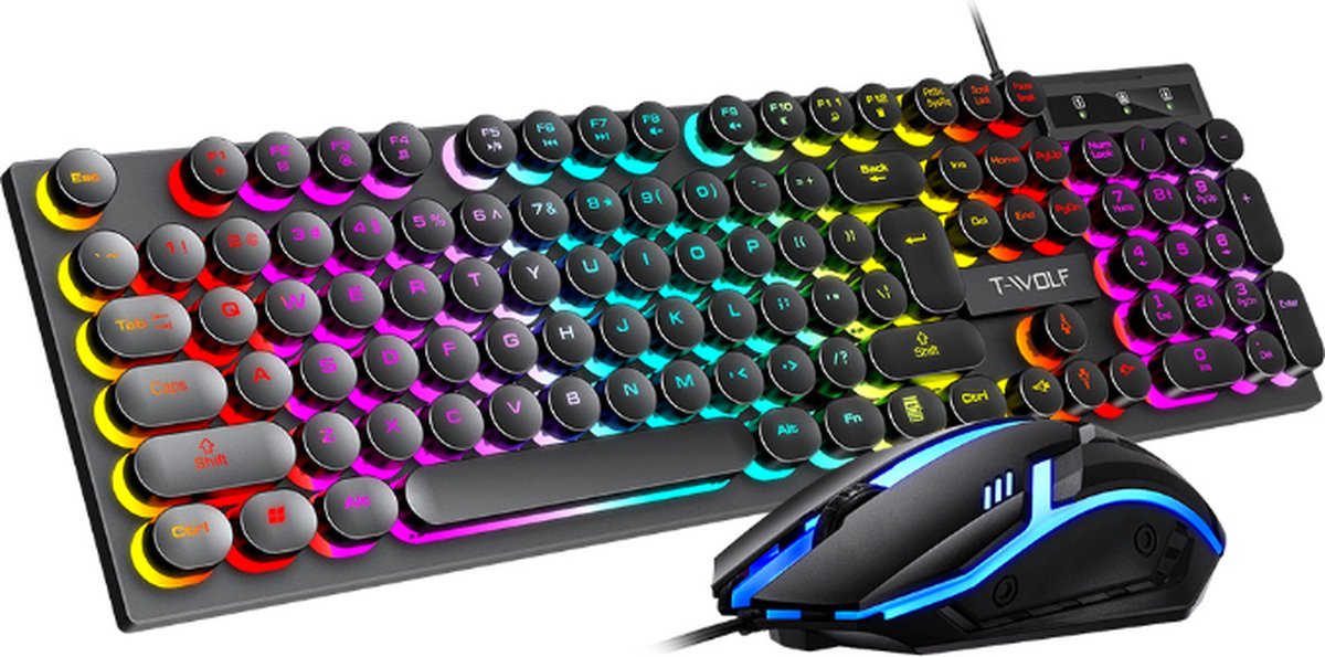 Gaming Combo Set - Membraam Toetsenbord & Muis - Keyboard - Retro stijl ...