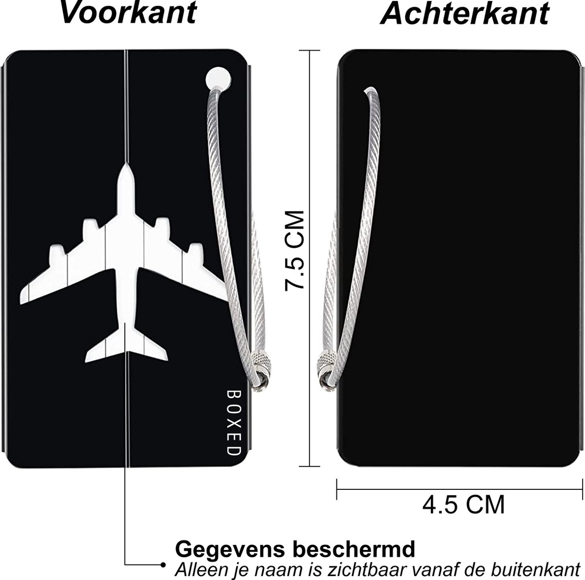 Boxed Bagagelabel - Aluminium - 6 stuks - Kofferlabel voor Koffers ...