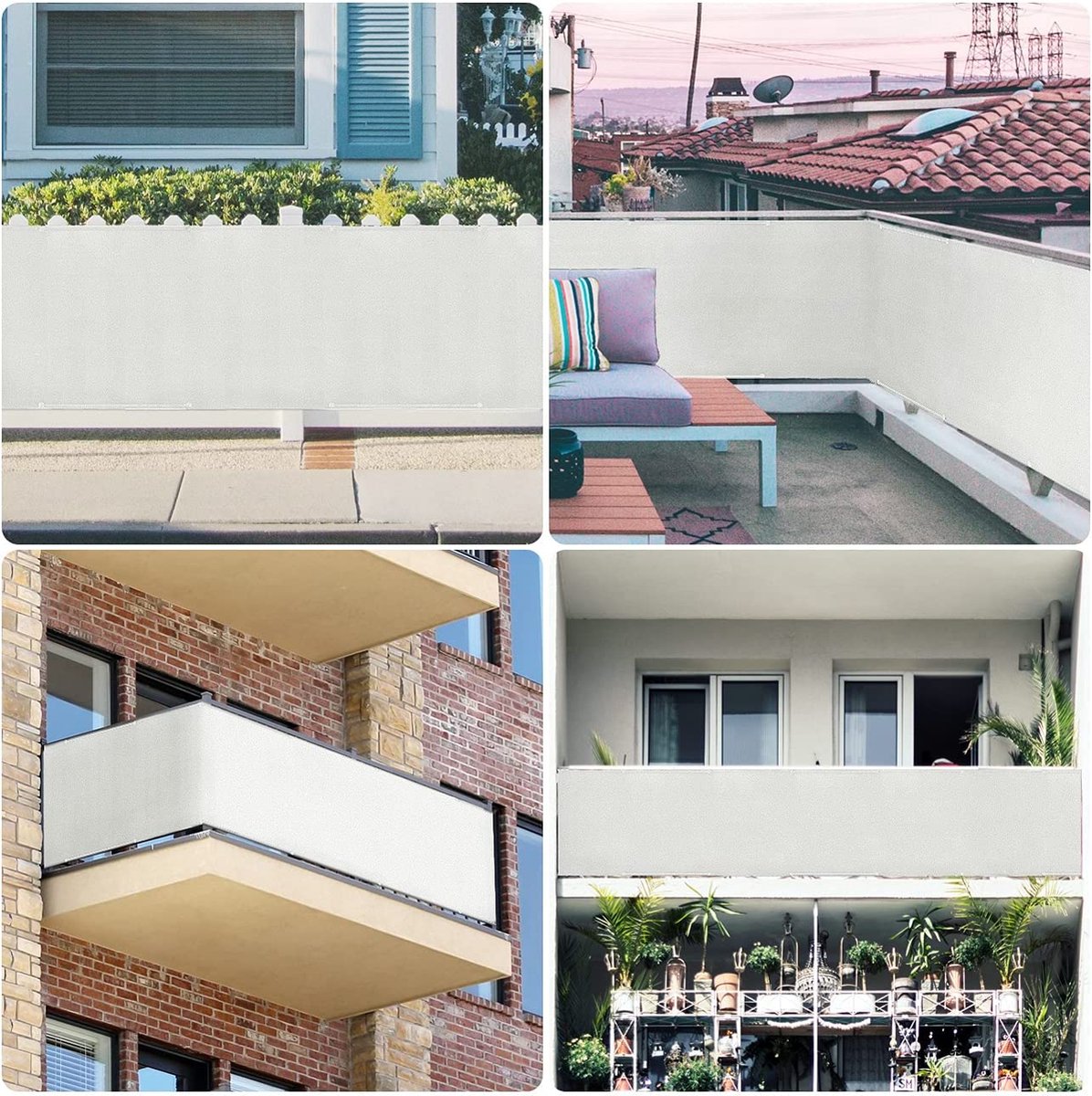 Balkonscherm, ondoorzichtig, wind- en uv-bescherming, weerbestendig, 75 ...