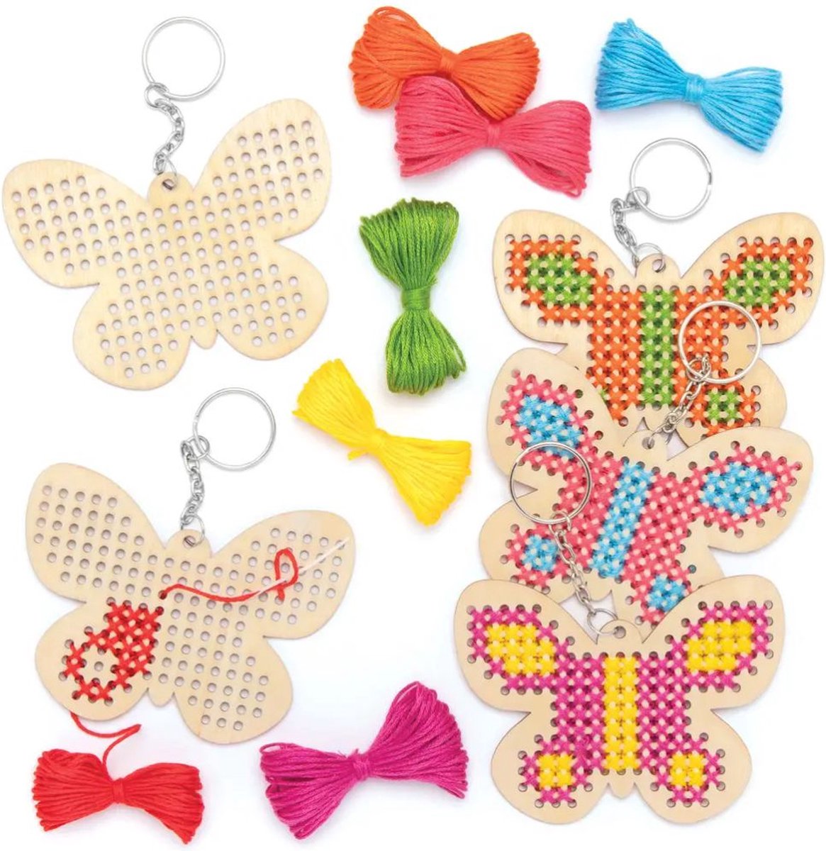 Vlinder vorm sleutelhanger borduursets van hout - borduren - vlinder ...