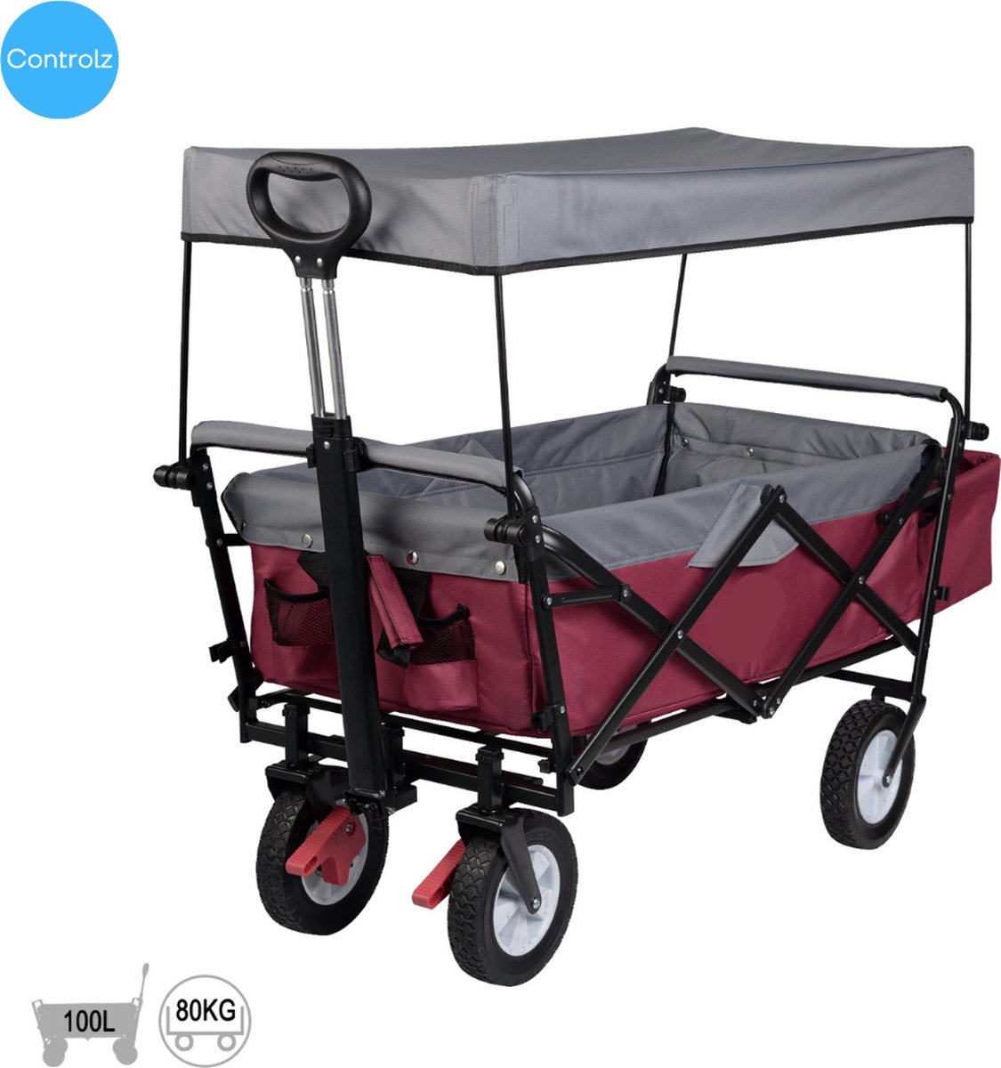 Bolderkar Opvouwbaar - Bolderkar Opvouwbaar Luchtbanden - Bolderkar met Dak - 100L | bol.com