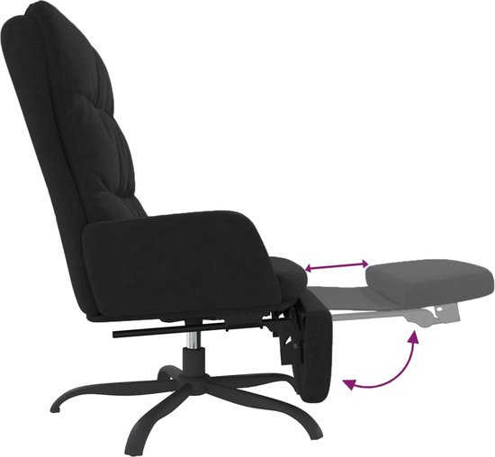 ModernLife' - Relaxstoel met voetensteun stof zwart | bol.com