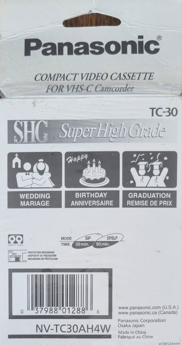 4-pack Panasonic VHS-C Super High Grade 90 minuten cassettes | bol.com