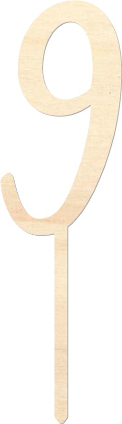 Houten caketopper / taarttopper - Getal 9 - Taart / Cake topper op ...