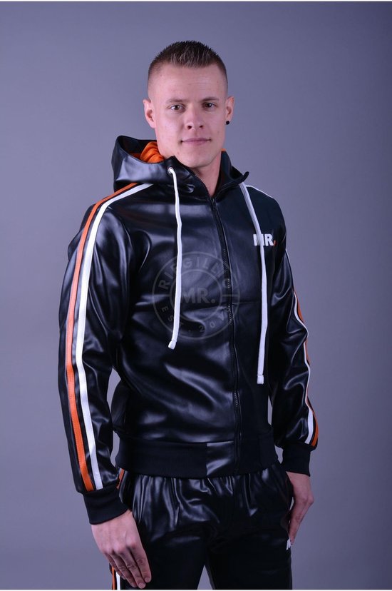 MR. Faux Leather Tracksuit Jasje - Oranje Strepen | bol.com