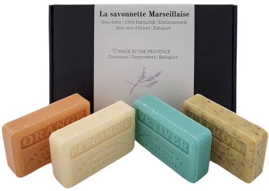 Zeep brievenbuscadeau: Sinaasappel, Bergamot, Citroen scrub, Vetiver ...