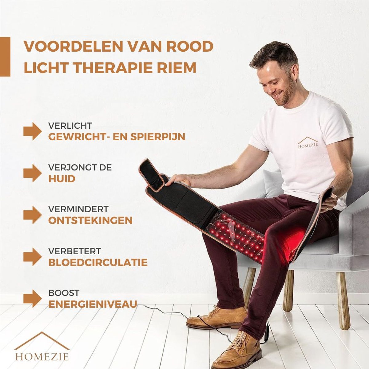 Homezie Infrarood riem - Lichttherapie - Massage apparaat - Verlicht ...
