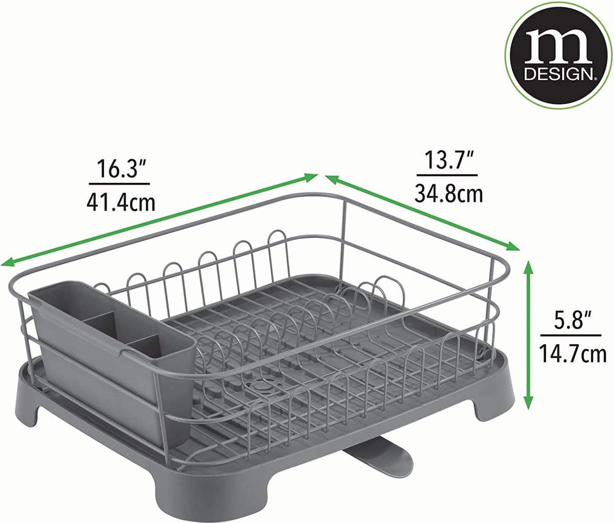 mDesign afdruiprek met lekbak – afwasrek voor aanrecht of gootsteen ...