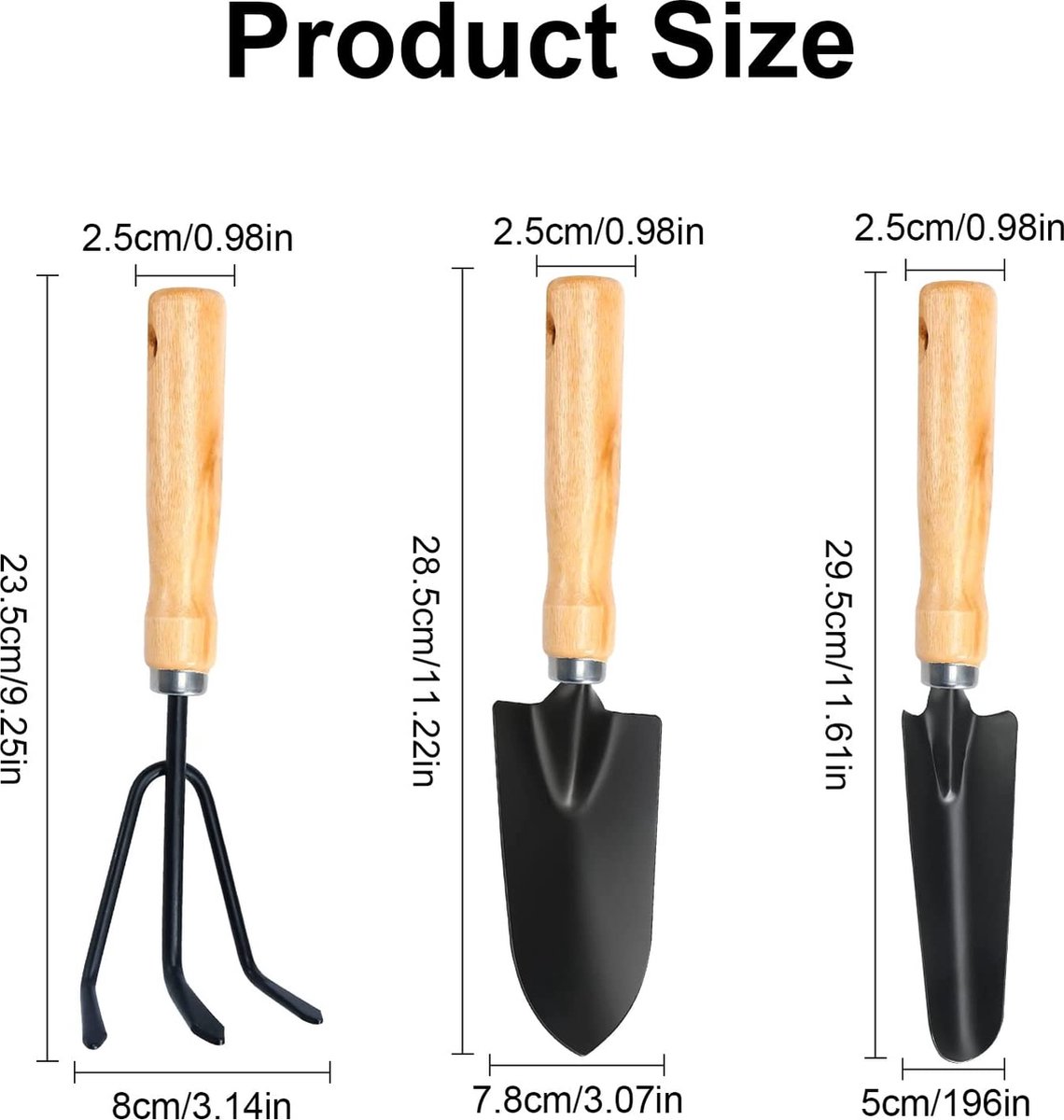 Tuinschep, 3-delige roestvrijstalen tuingereedschapsset ...