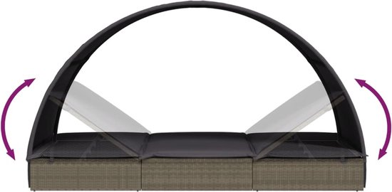 vidaXL Ligbed met rond dak 211x57x140 cm poly rattan grijs | bol.com