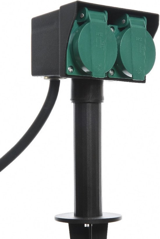 Tuincontactdozen/tuinstopcontacten stekers 2-voudig zwart/groen ...