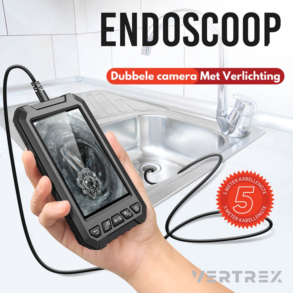 Vertrex Endoscoop Inspectie Camera met Dubbele Camera- Inspectiecamera ...