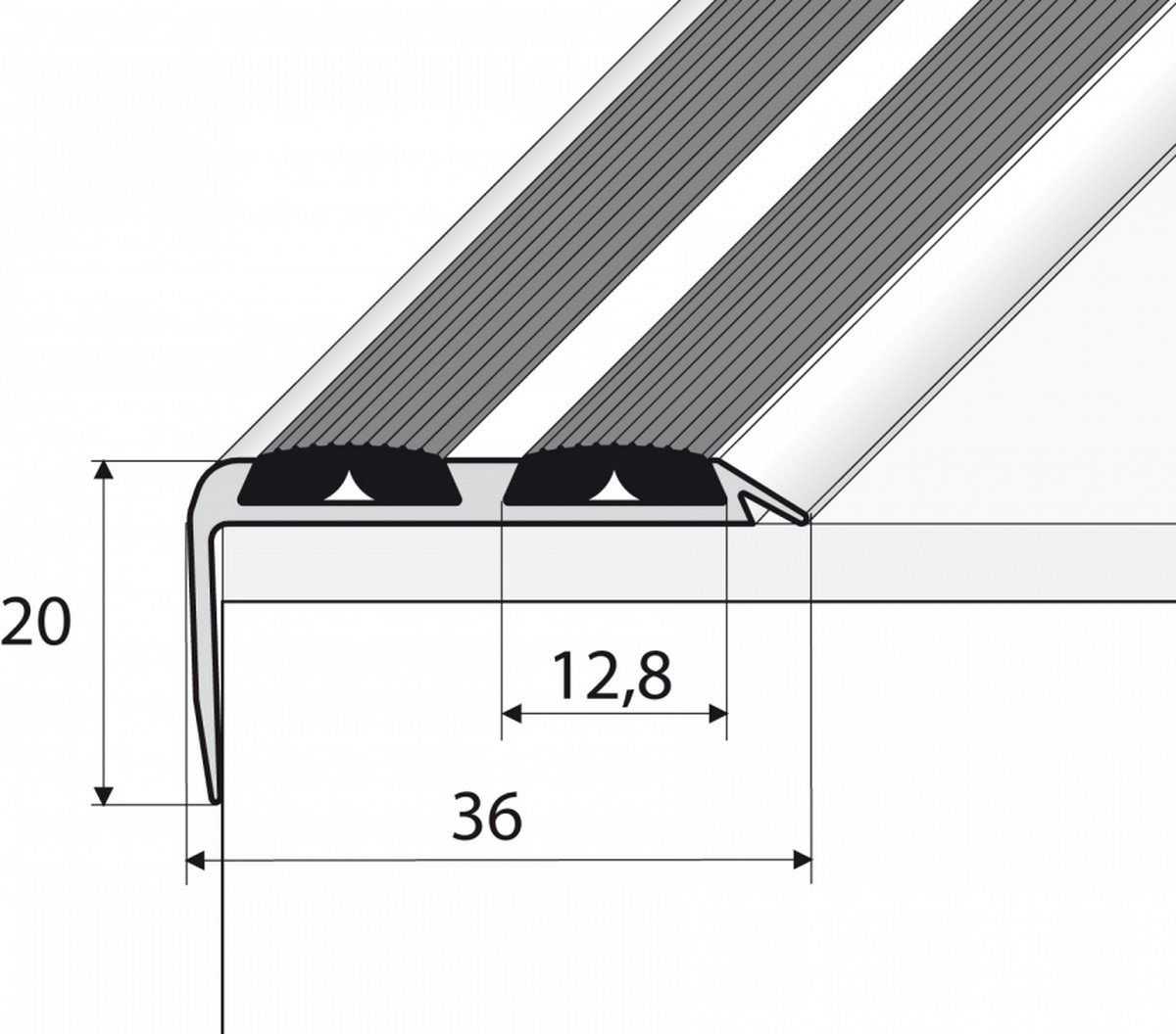 Trapneusprofiel RVS 900x36x20 mm - 14 stuks | bol