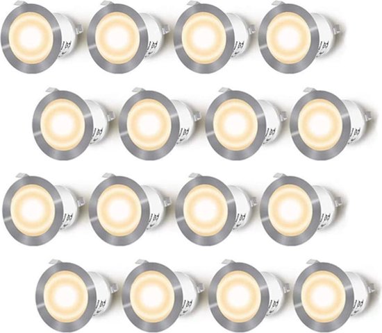 Set van 16 LED inbouwspots RVS - Buiten spots - IP65 waterdicht - Met ...
