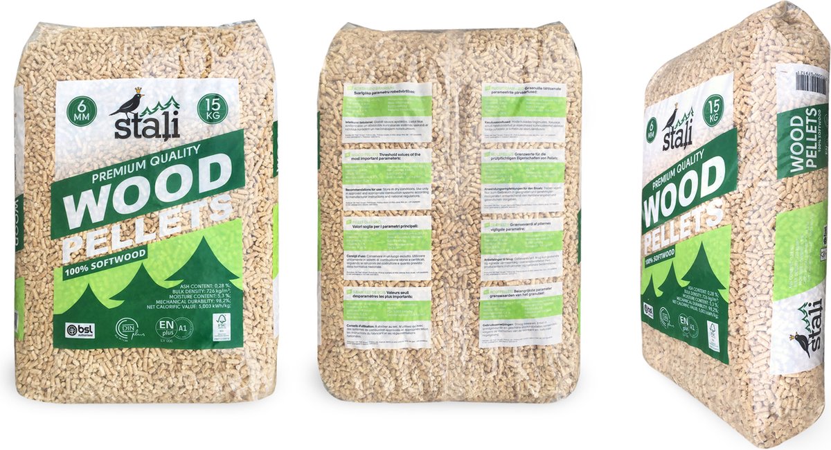 Stali - Houtpellets - Pellets - Pellet kachel - Pallet - 65 zakken - EN ...