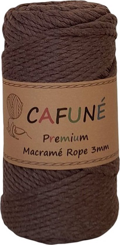 Cafuné Premium-Macrame Touw-Roest Bruin-3mm-60 meter-Gerecycled katoen ...
