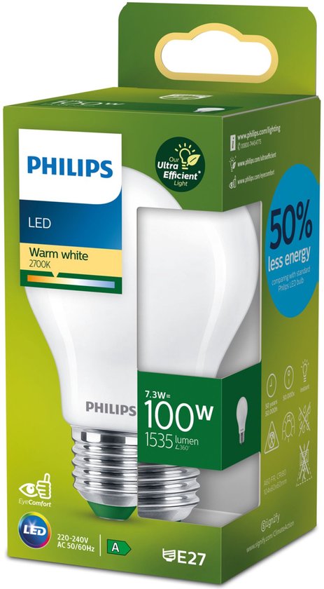 Philips Ultra Efficient LED lamp - 100W - E27 - warmwit licht | bol.com