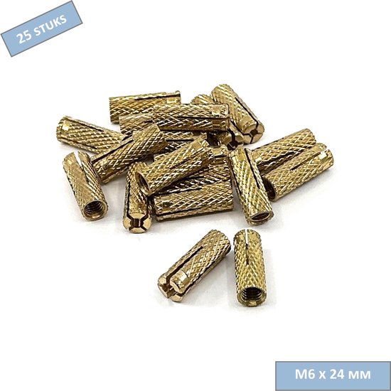 UFAST messing plug - M6 x 24 mm - Spreidplug - 25 stuks | bol