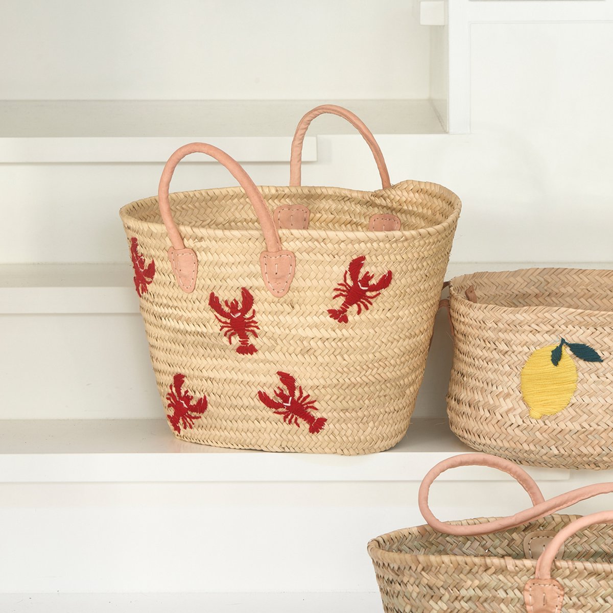 Riviera Maison Sac de Plage Taille M, Tote Bag, Homards Brodés, Tressés ...