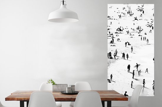 Poster Strand - Zee - Mensen - Zwart wit - 75x150 cm | bol