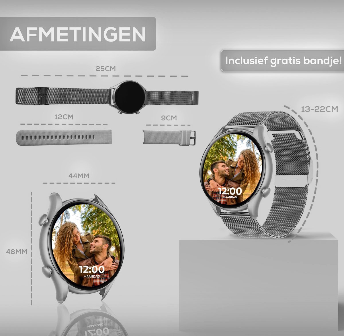 Smartwatch Heren & Dames - Zilver - iOS en Android - Smartwatches HD ...