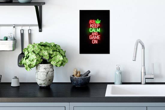 Game Poster - Gaming - Neon - Keep calm and game on - Rood - Tekst ...