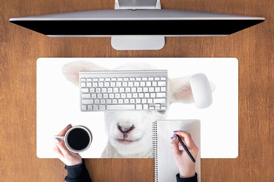 Muismat XXL - Bureau onderlegger - Bureau mat - Lam - Wit - Dieren ...