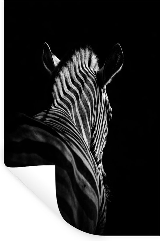 Muurstickers - Sticker Folie - Zebra - Dier - Zwart wit - Wilde dieren - 60x90 cm -... | bol
