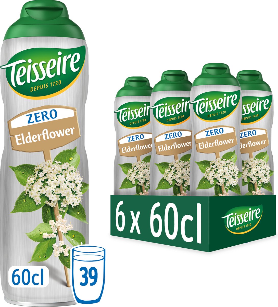 Teisseire Zero Suiker Vlierbloesem Siroop, 6x60cl | bol.com