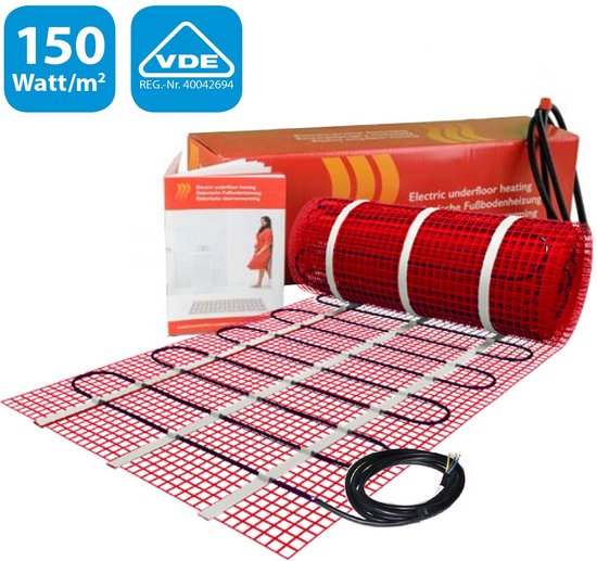 Elektrische vloerverwarming (10 m2) Vermogen van 1500Watt 2000 x 50 cm ...