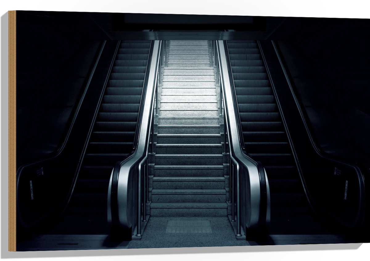 Hout - Twee Roltrappen met een Trap ertussen - 90x60 cm - 9 mm dik ...