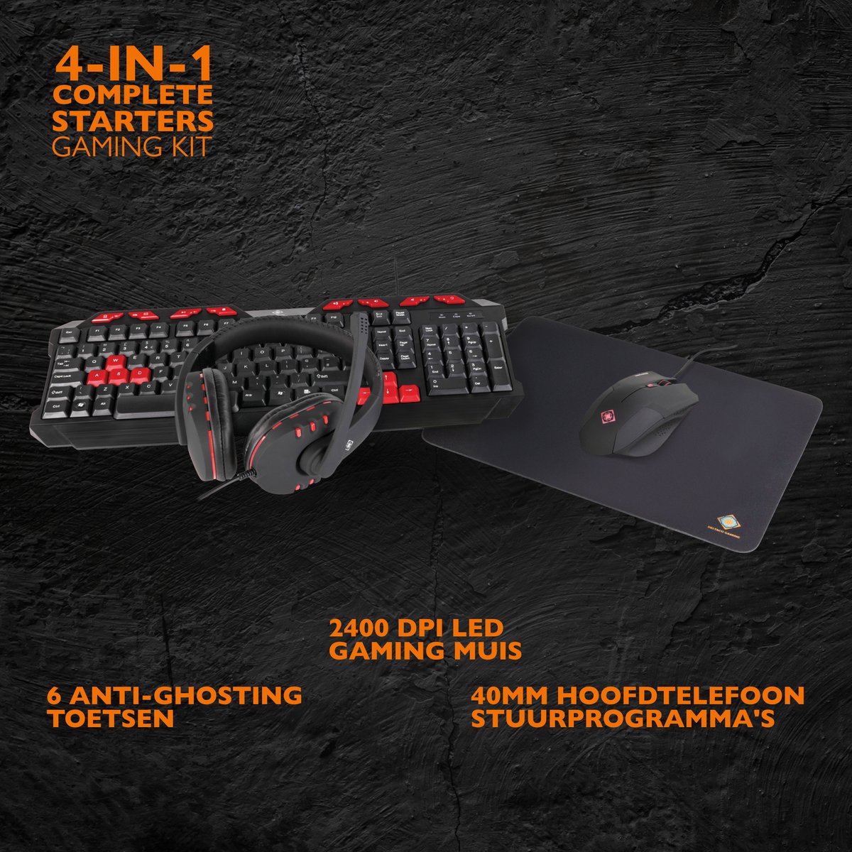 Deltaco - 4-in-1 Gaming Kit - Headset- Toetsenbord - Muis - Muismat ...