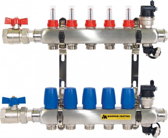 MAGNUM Open Premium RVS Verdeler – 2 groeps - Vloerverwarming - Open Verdeler - Laag... | bol