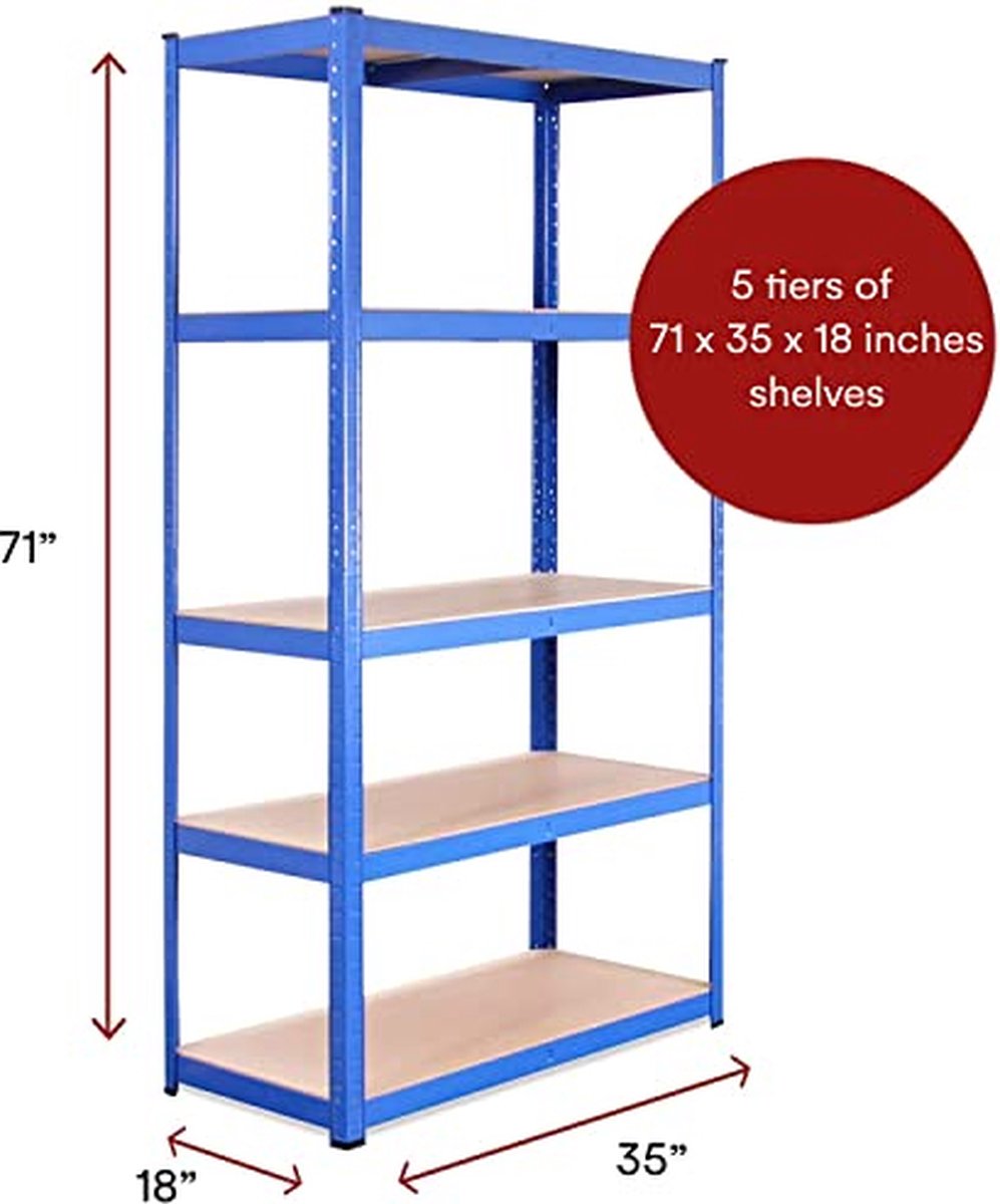 G-Rack® Zware rek, 1 blauwe plank 5 vakken - kelder, werkplaats ...