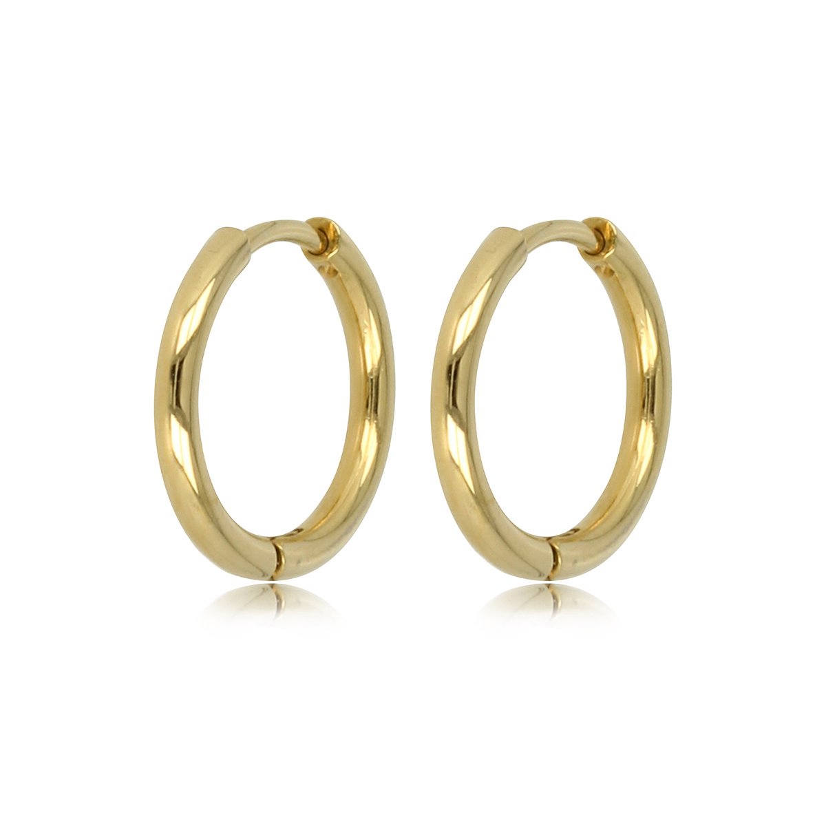 My Bendel - Klassieke gouden oorbel - Klassieke gladde gouden oorbel ...