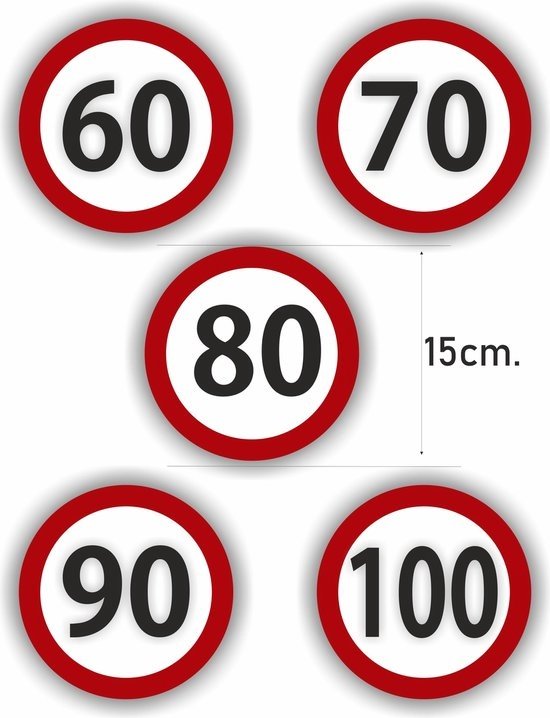 Verkeersbord maximum snelheid. 60, 70, 80, 90 en 100 km Sticker. | bol.com
