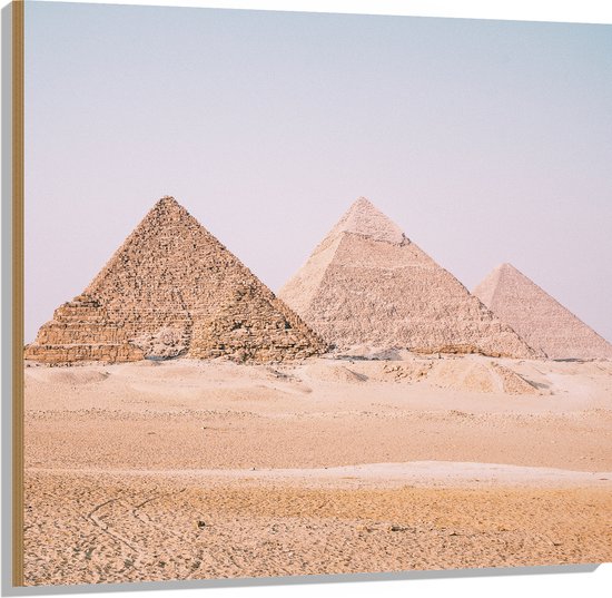 Hout - Piramides van Gizeh in de Woestijn - 100x100 cm - 9 mm dik ...