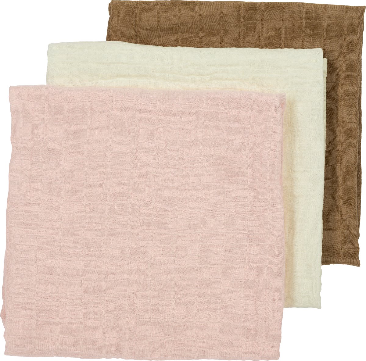 Meyco Baby Uni hydrofiele doeken - 3-pack - offwhite/soft pink/toffee ...