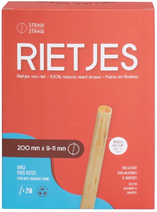 Rieten rietjes 200 mm x 9-11 mm - Pak x 250 stuks | bol.com
