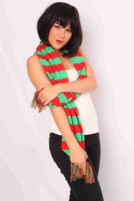 Sjaal gebreid groen / rood | bol.com