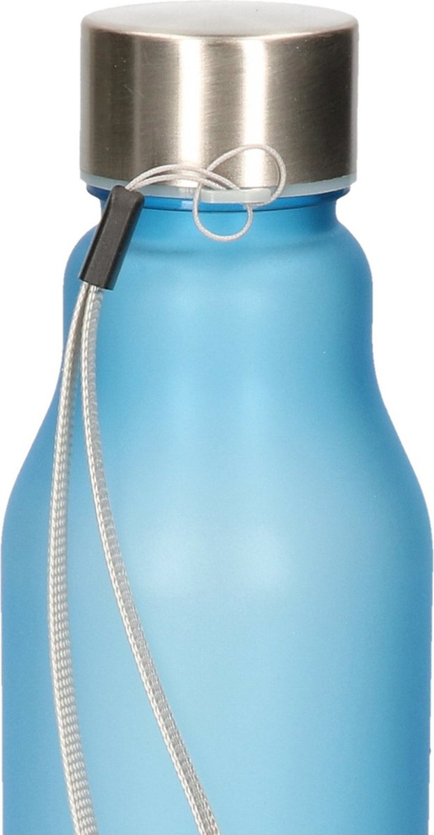 Waterfles/drinkfles/sportfles - blauw - kunststof - rvs dop - 600 ml ...