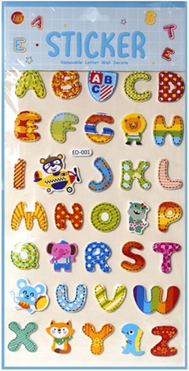 Stickervelletjes - 2x - 34 sticker letters A-Z - gekleurd - alfabet ...