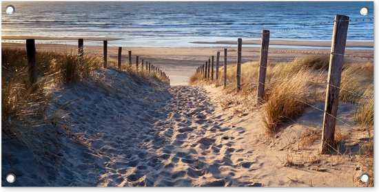 Tuinposter strand en duinen - Tuindecoratie zee - 80x40 cm - Tuinschilderij voor... | bol