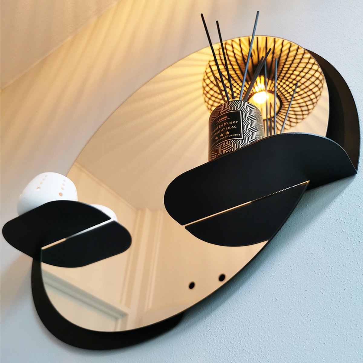 Indusigns Spiegel Rond - Wandspiegel met plank - Mirror / Design ...